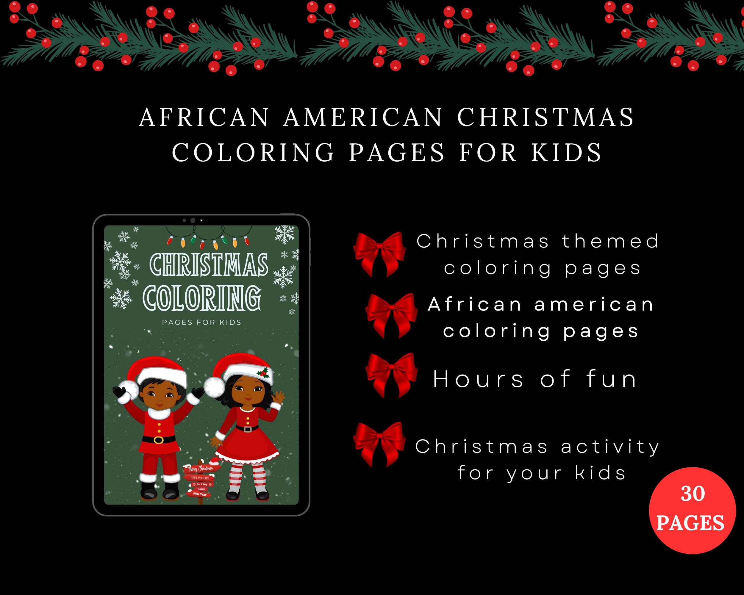 African American Kids Christmas Coloring Pages, Christmas Coloring Book ...