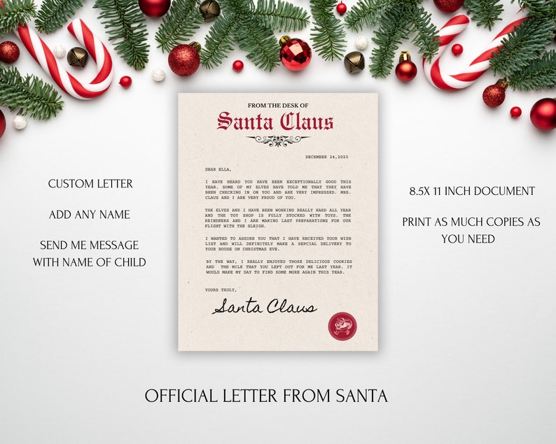 Personalized Santa Letter| Santas Nice List| Santa Letter| Custom Santa ...