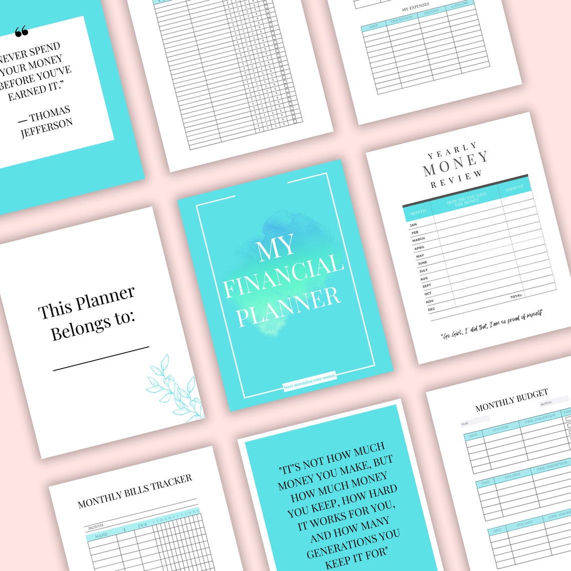 Financial Planner Printable| Downloadable Planner|finance Bundle|budget ...
