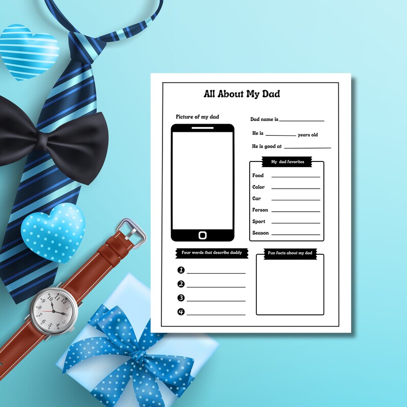 Personalized "all About My Dad" Printable | Father's Day Gift Idea ...