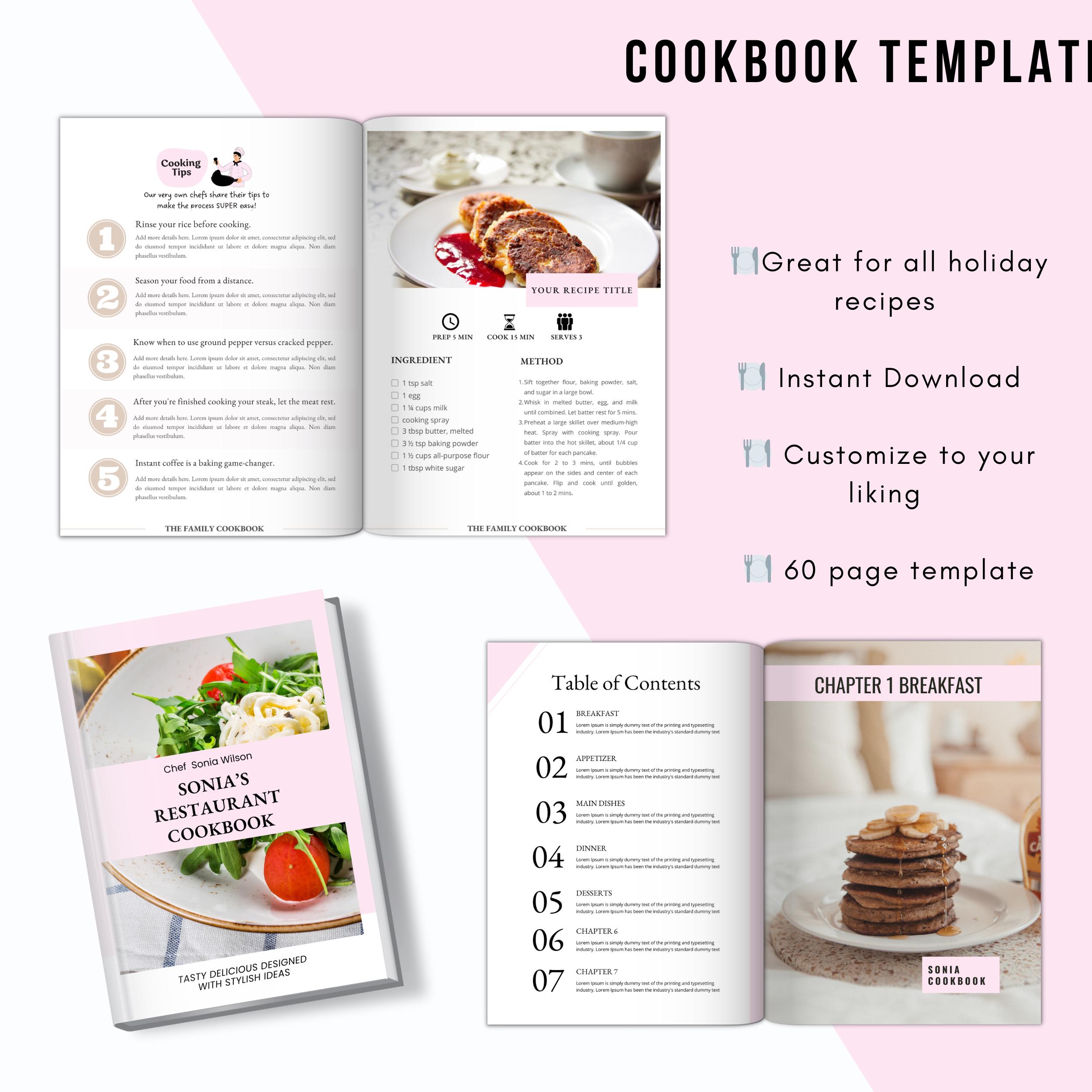 Recipe Book, Cookbook Template Canva, Recipe Template Canva, Cookbook ...