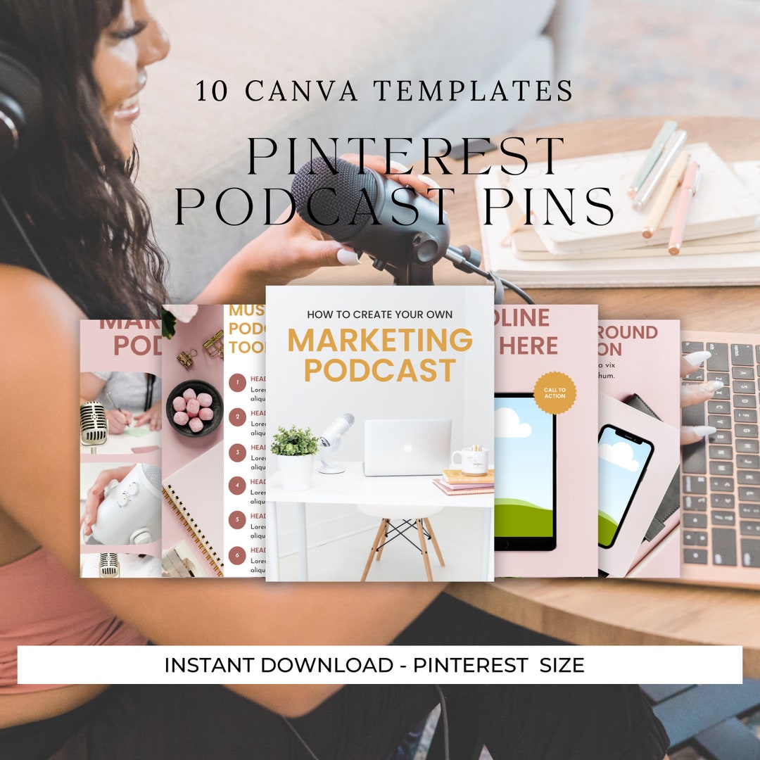 10 Pinterest Canva Templates| Podcast Pinterest Pins| Podcast Canva ...