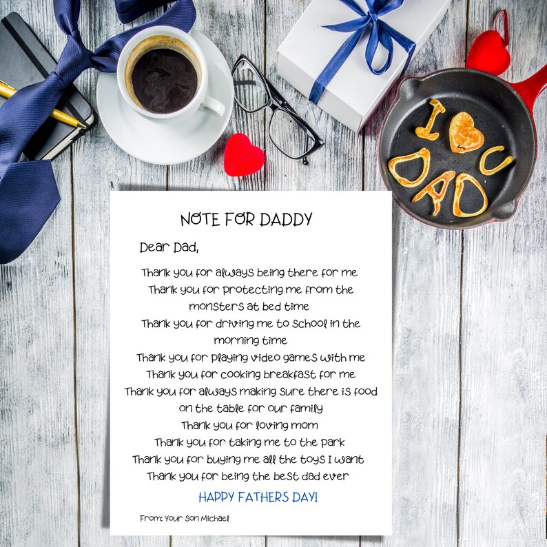 Note for Daddy, Dad Note, Fathers Day Printable, Instant Download ...