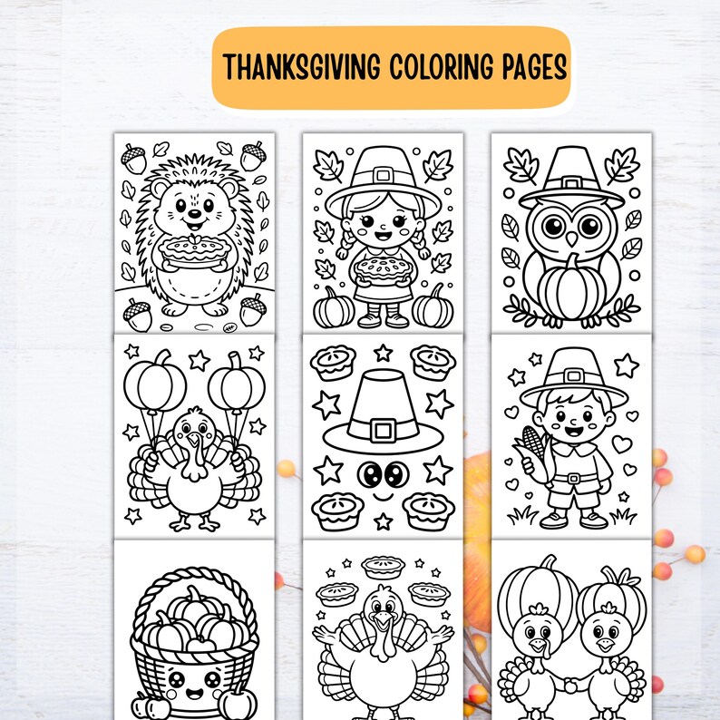 Cute Thanksgiving Coloring Pages| Fall Coloring Book|fall Coloring ...