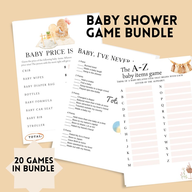 A New Chapter Baby Shower Game Bundle| Set of 20 Printable Games| Baby ...