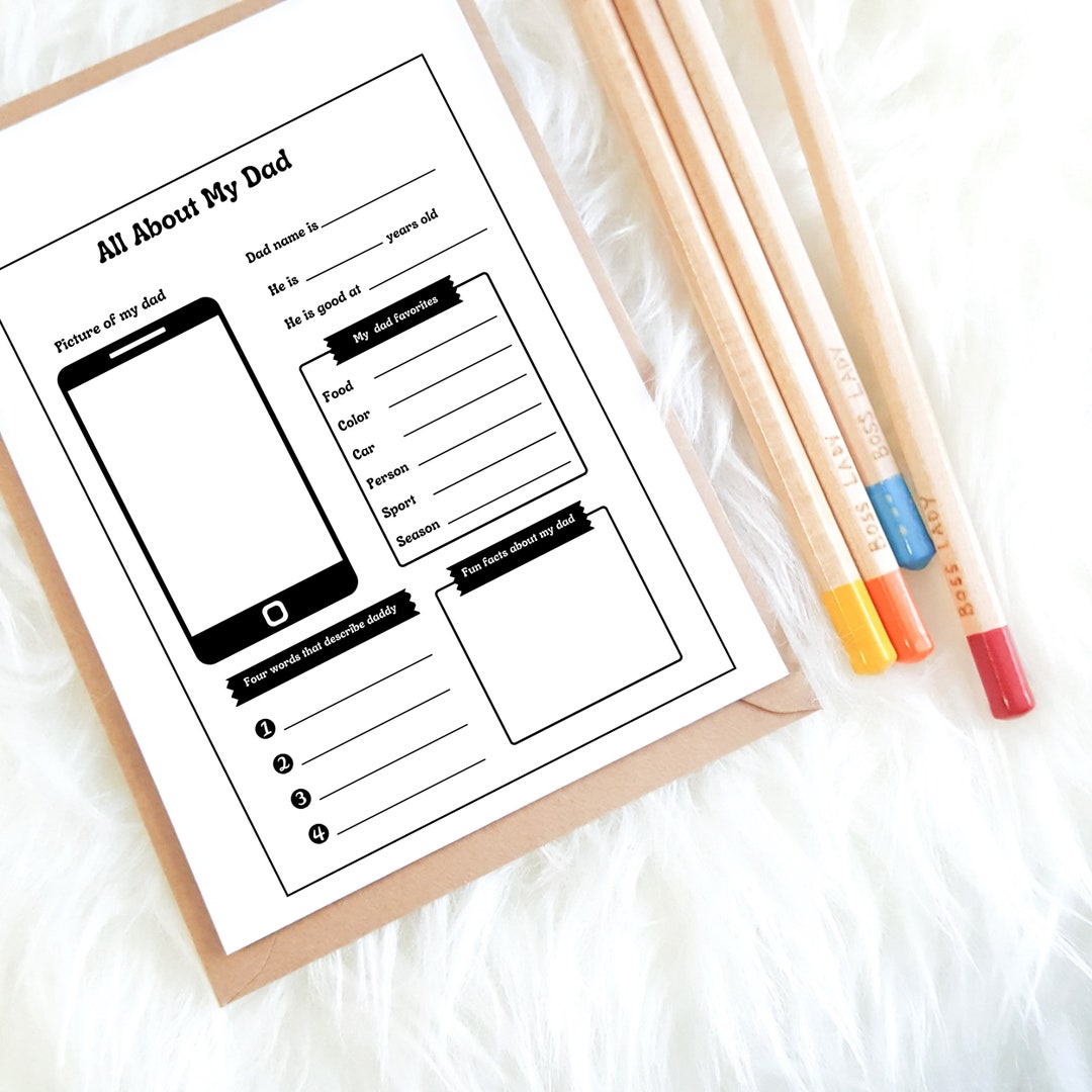 Personalized "all About My Dad" Printable | Father's Day Gift Idea ...