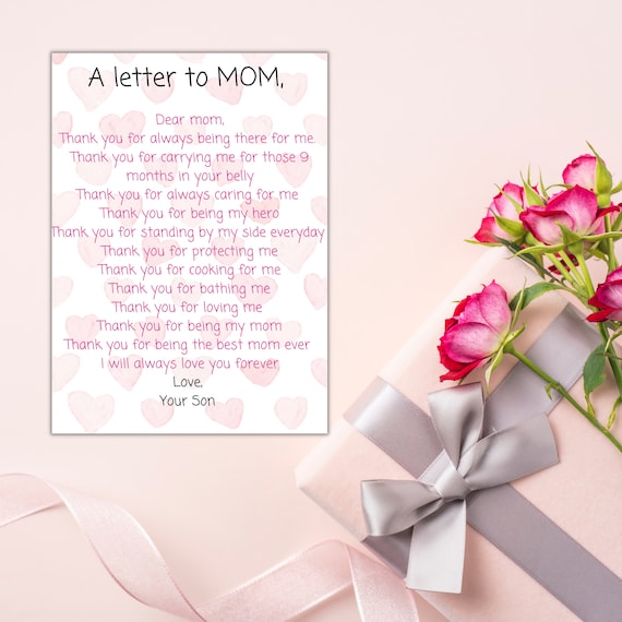 Kids Gift to Mom A letter to mom a letter for mom Dear Mom | Etsy