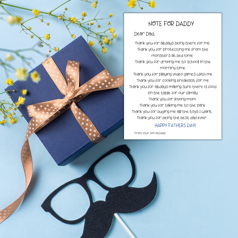 Note for Daddy, Dad Note, Fathers Day Printable, Instant Download ...