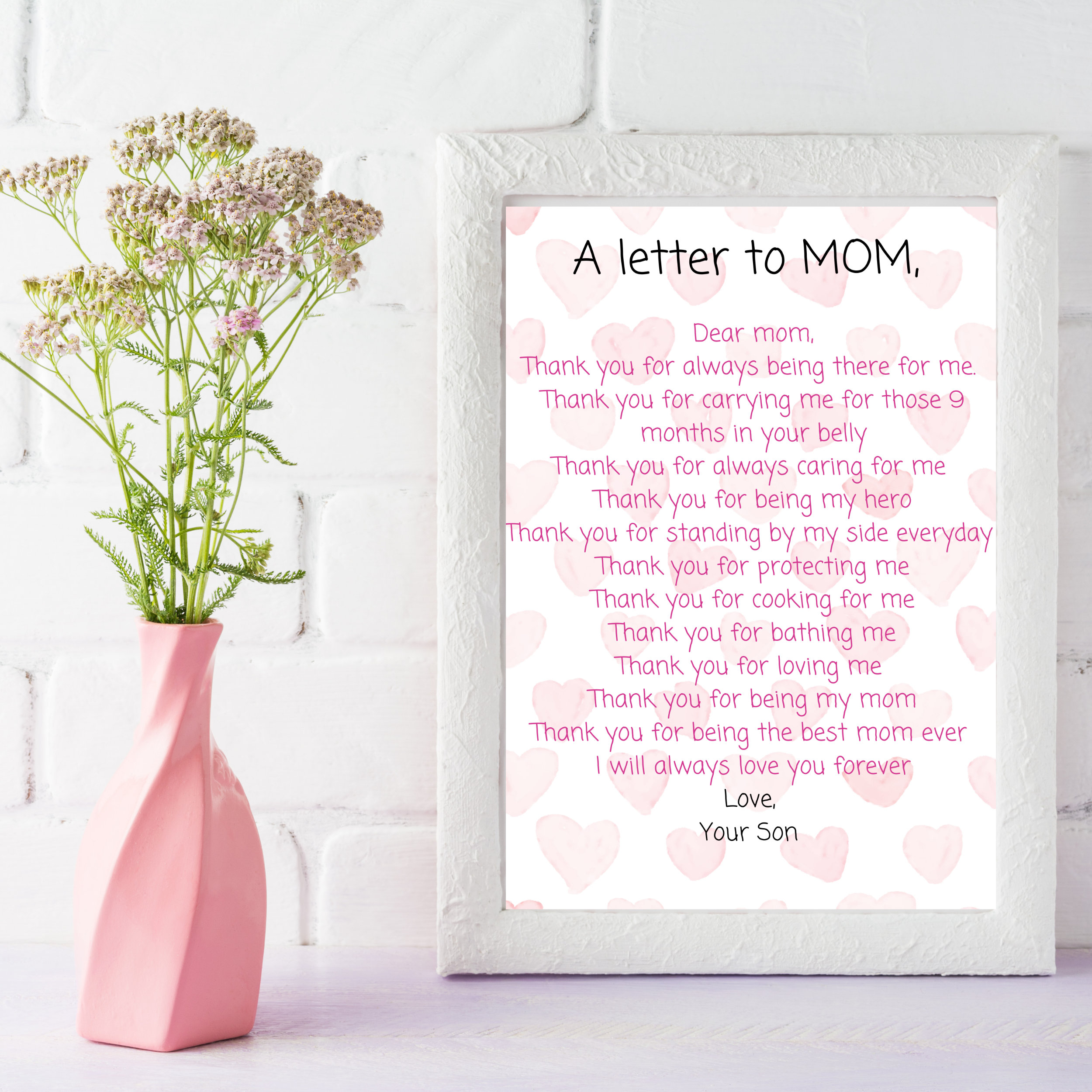 Kids Gift to Mom, A Letter to Mom, a Letter for Mom, Dear Mom Printable ...