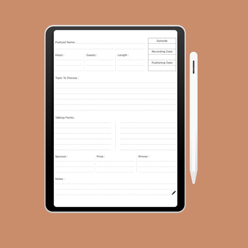 Podcast Planner Printable PDF, Digital Download, Podcast Content ...