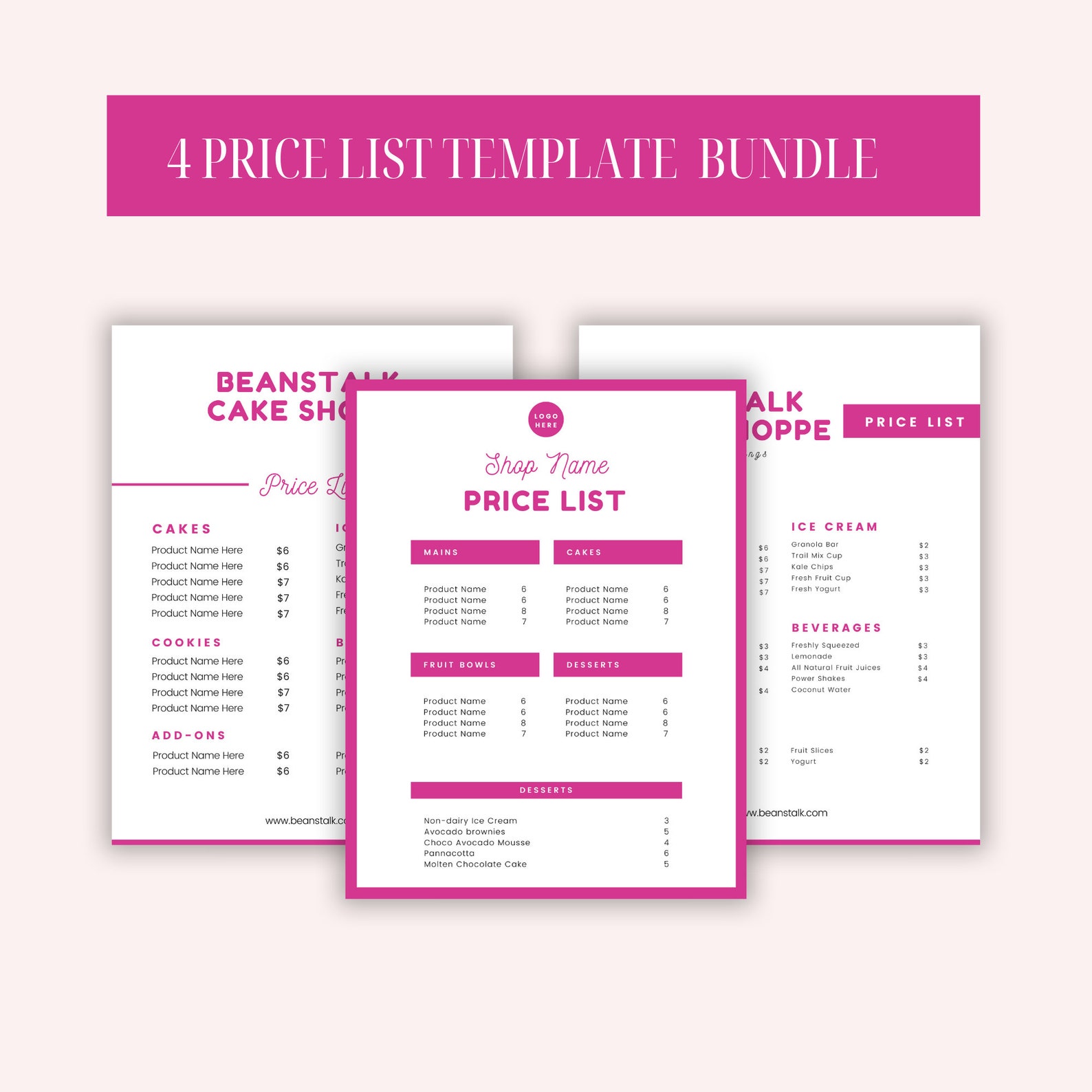 Price List Template Editable Canva Price List Template Price Etsy