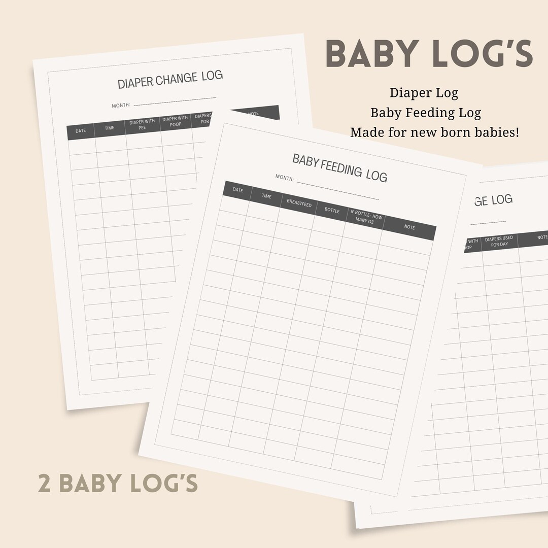 Baby Feeding Log| Diaper Change Tracker| Newborn Care, Printable Baby ...