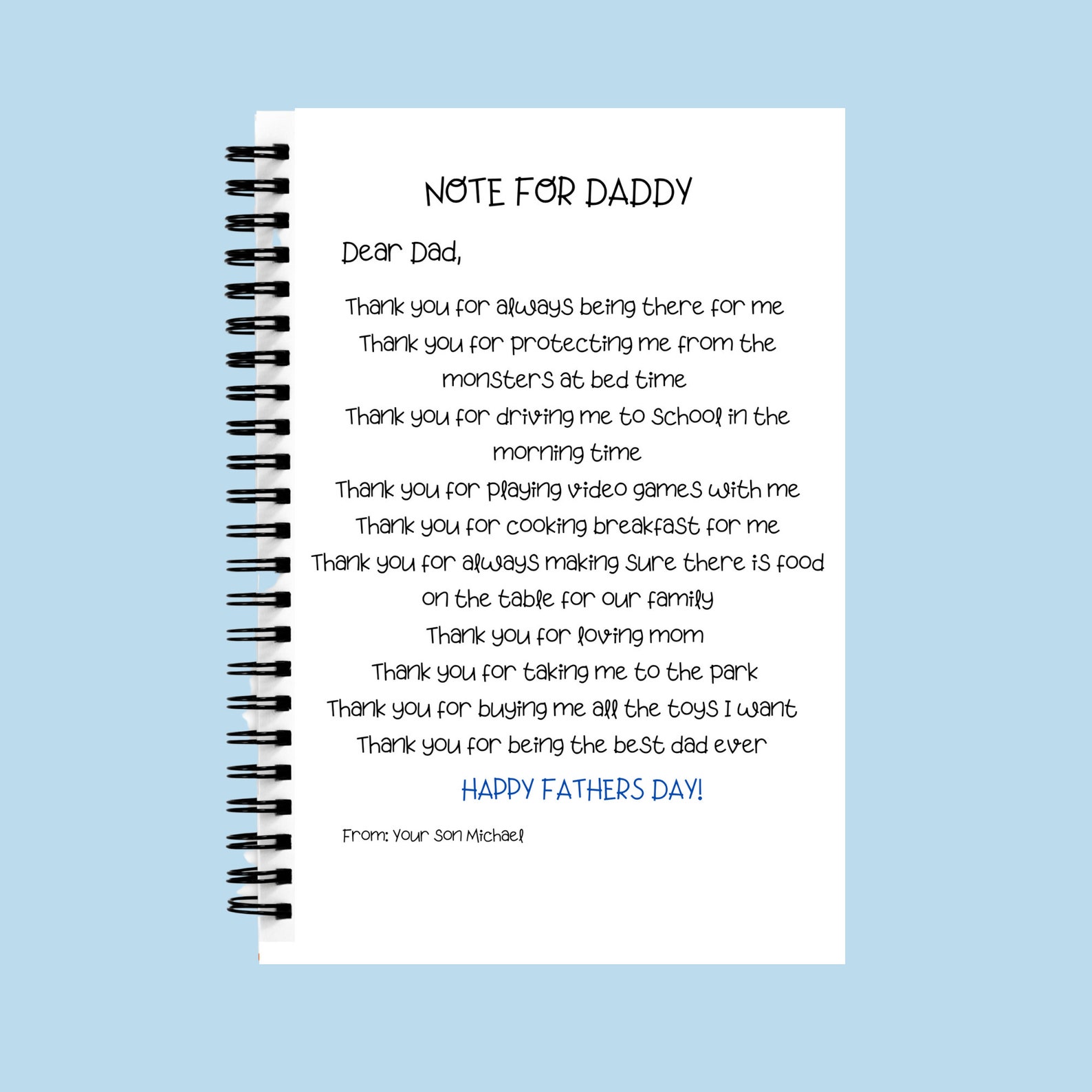 Note for Daddy, Dad Note, Fathers Day Printable, Instant Download ...