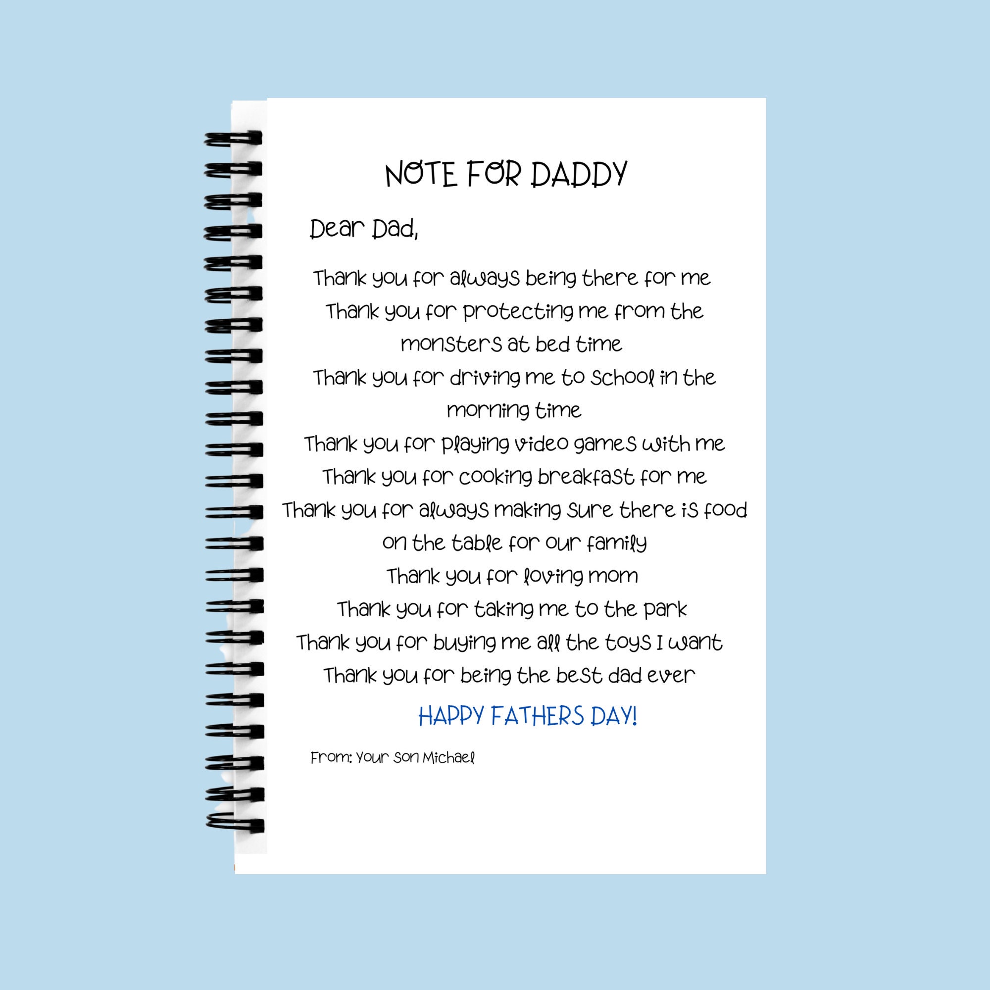 Note for Daddy, Dad Note, Fathers Day Printable, Instant Download ...