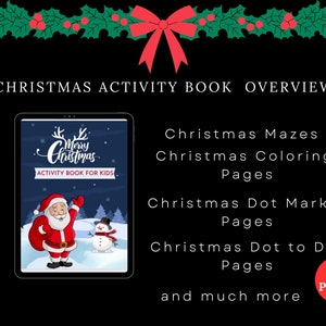 Christmas Activity Book for Kids, Christmas Coloring Pages, Christmas ...