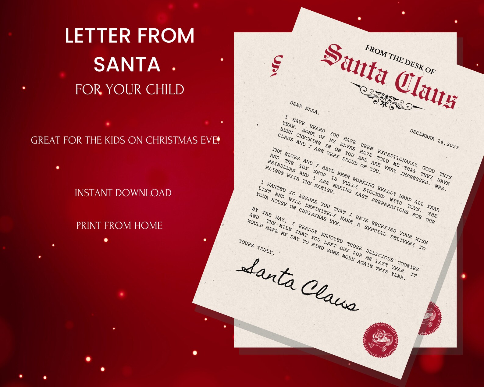 Personalized Santa Letter| Santas Nice List| Santa Letter| Custom Santa ...