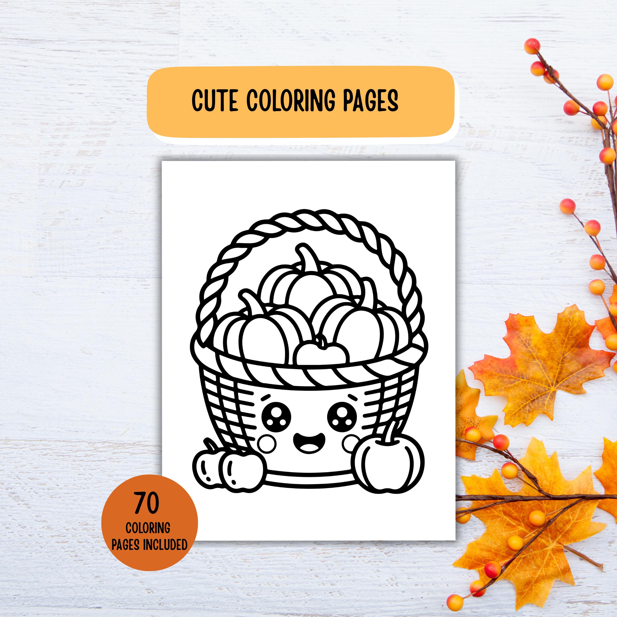 Cute Thanksgiving Coloring Pages| Fall Coloring Book|fall Coloring ...