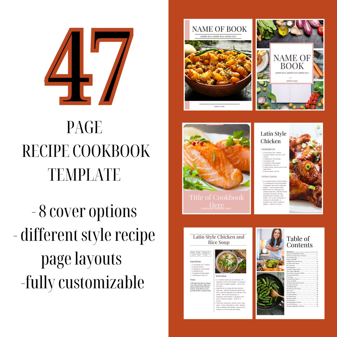 NEW Cookbook Template Canva, Recipe Template Canva, Cookbook Recipe ...