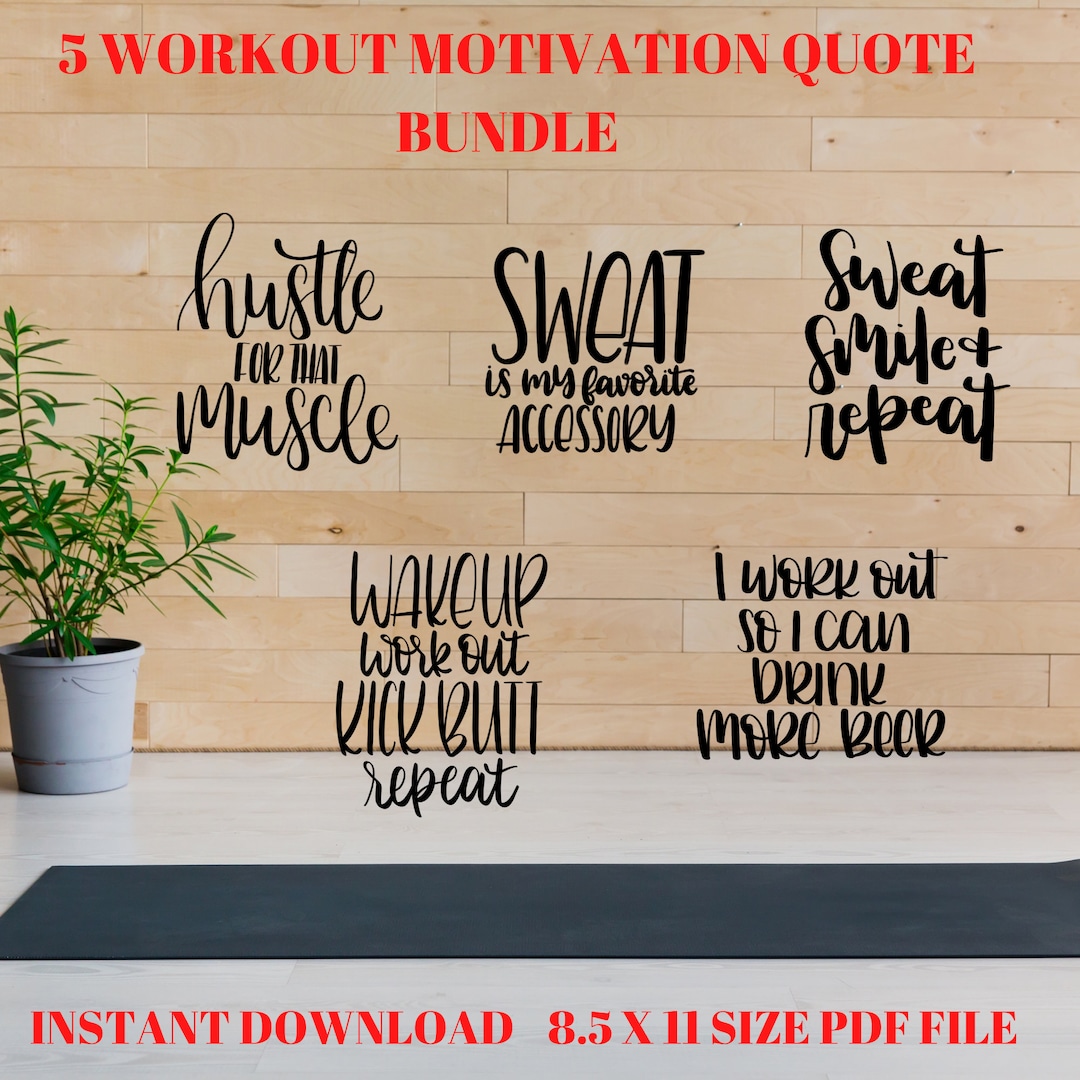 5 Workout Motivational Quote Bundle, Workout Motivational Quotes ...