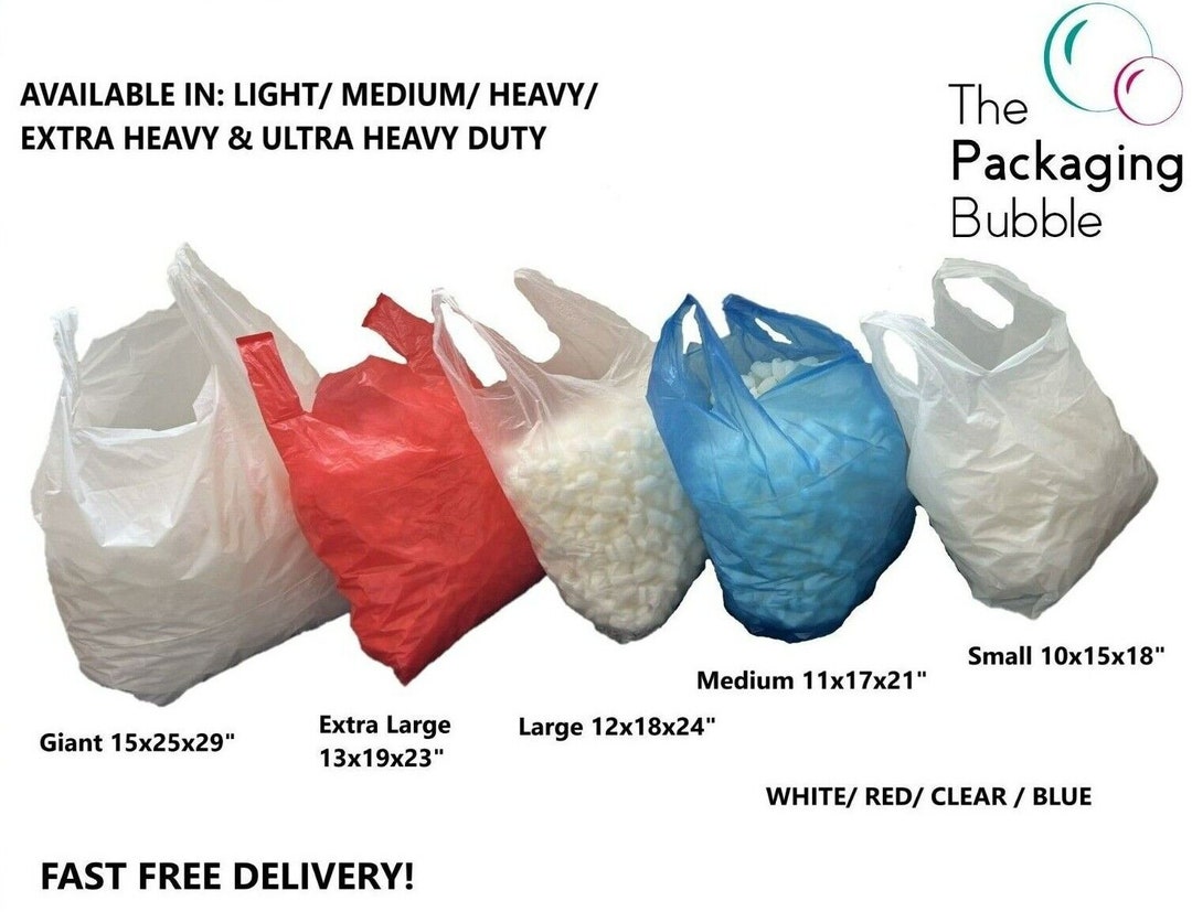 100 White Plastic Vest Carrier Bags Supermarkets Shopping Stalls - Etsy