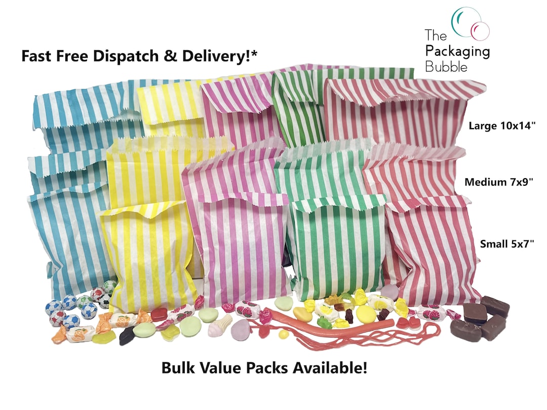 Candy Stripe Striped Paper Bags Party Wedding Cake Sweet Treat Pick ...