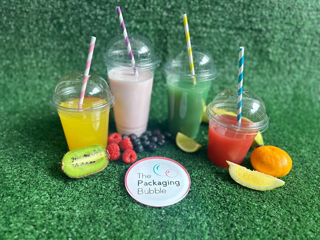 20oz Plastic Smoothie Milkshake Disposable Cups With Lids - Etsy