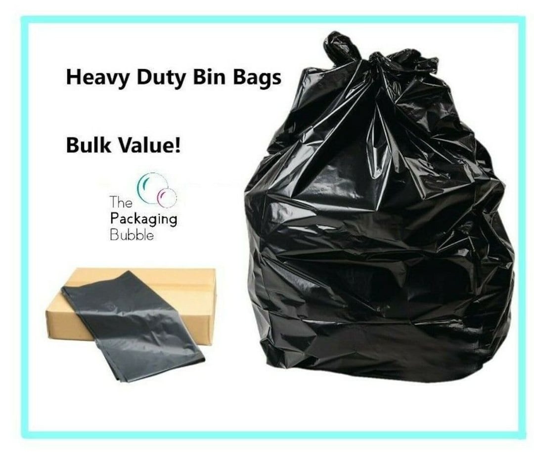 Bin Bags Heavy Duty Black Liners Rubbish Bags Waste Refuse Sacks Extra Strong Etsy UK