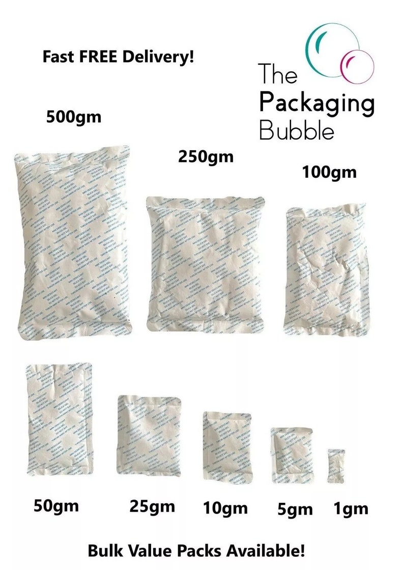 Silica Gel Mini Desiccant Sachets Anti Damp Bag 1g 5g 10g 25g 50g 100g ...