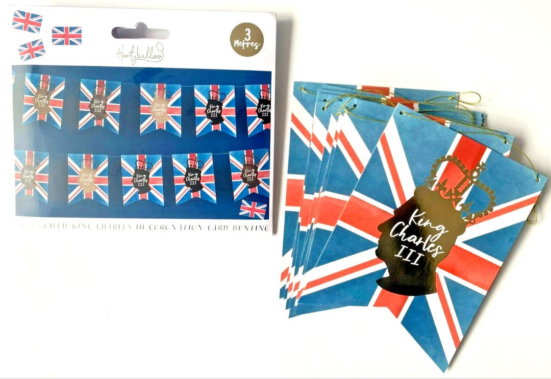 King Charles III Luxury Gold Bunting Deluxe Party Bunting Kings ...