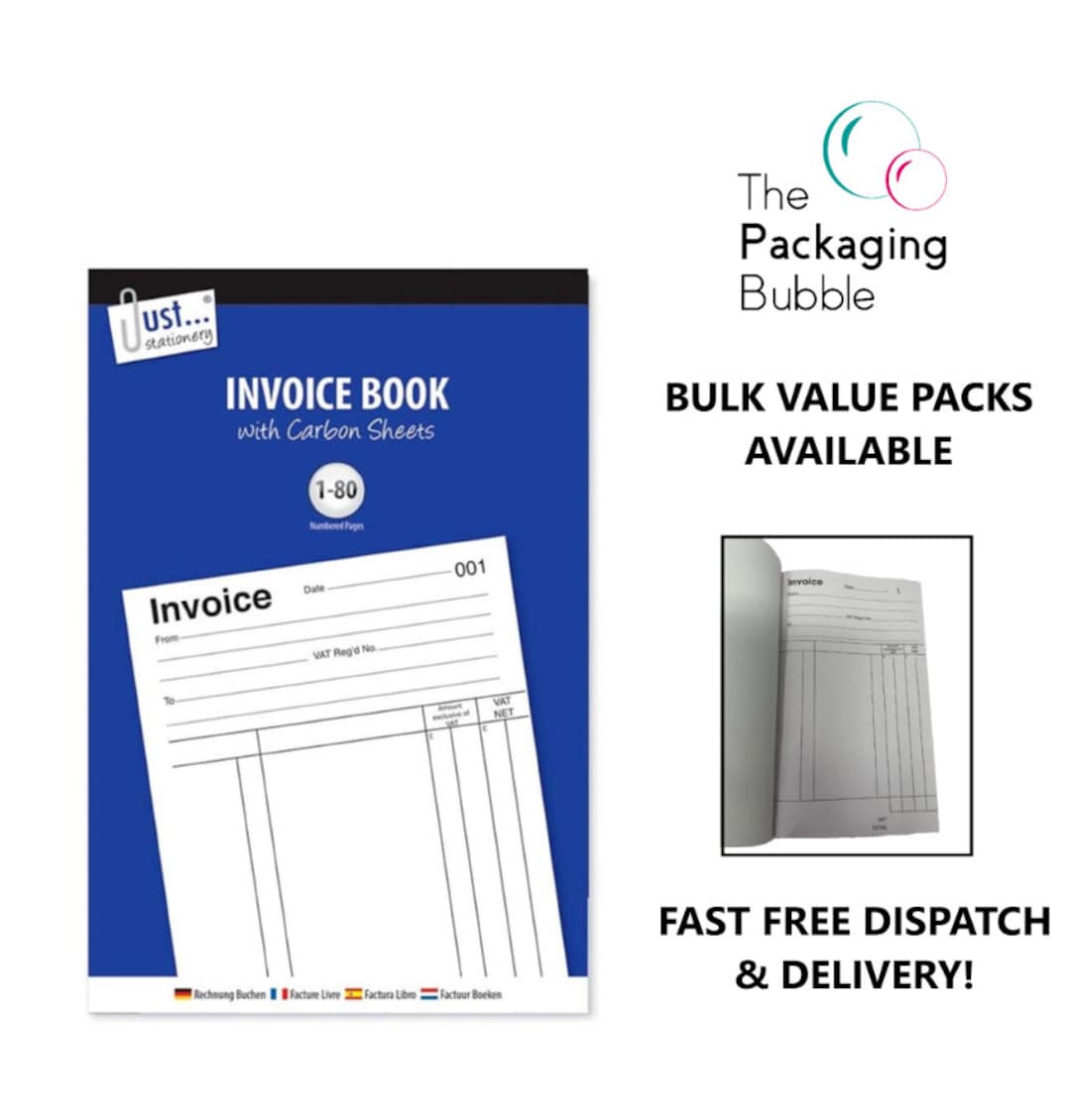 Invoice Book Full Size A5 Receipt Book Pad Carbon Sheets Numbered Cash ...
