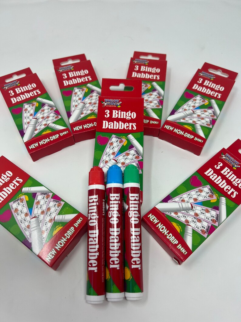 3 Pk Bingo Dabbers Non-drip Red Blue Green Markers Game Fun Activity ...
