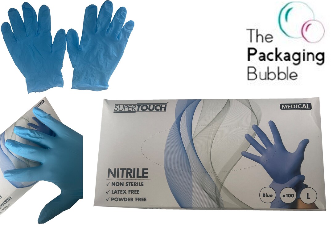 Blue Disposable Gloves Nitrile Powder Latex Free Medium Large X Large ...