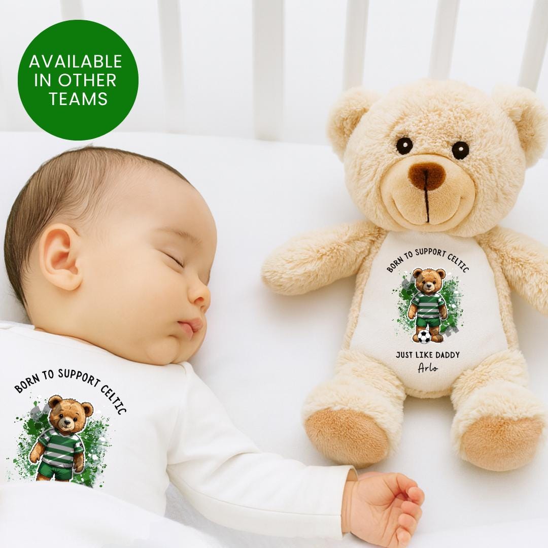 Personalised Football Teddy Bear Mumbles Baby Vest: Celtic New Baby ...