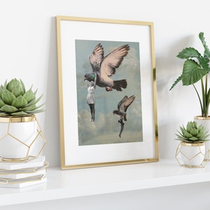 PIGEON POST - Surreal Collage Art, Giclee Print, Retro Birds - Etsy