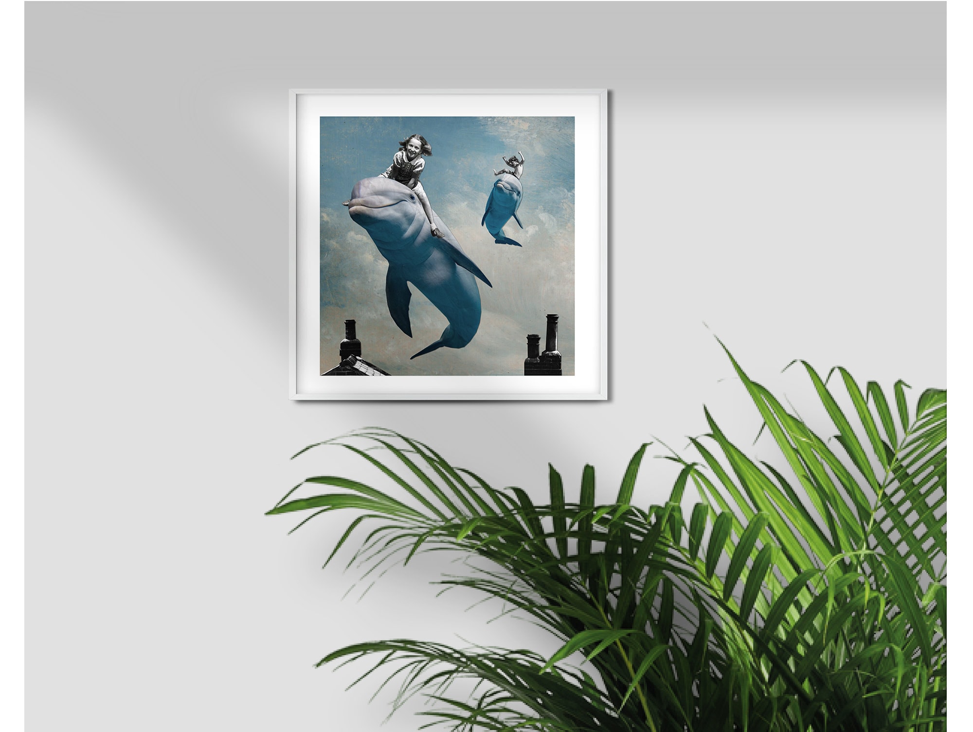 DOLPHIN CROSSING - Dreamlike Art Collage, Giclee Print, Surreal, Retro ...