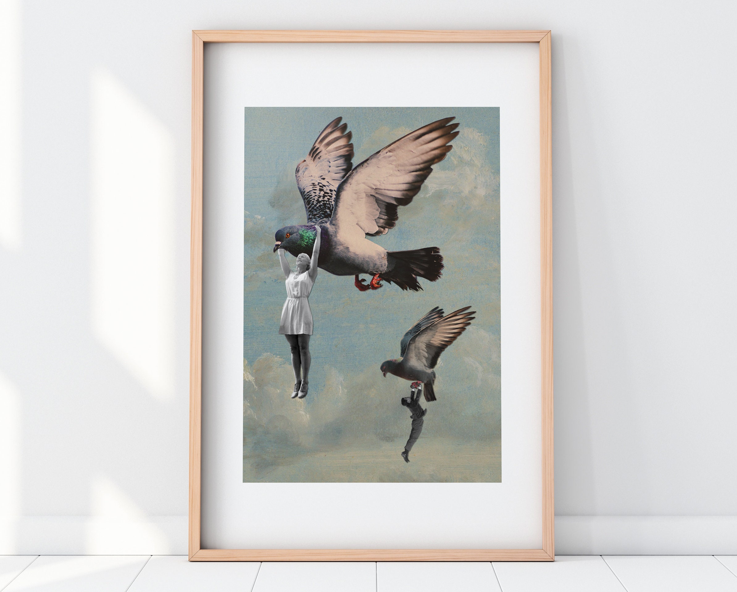 PIGEON POST - Surreal Collage Art, Giclee Print, Retro Birds - Etsy