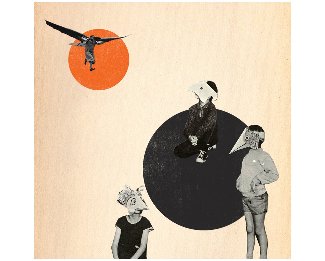 NEST - Quirky Collage Art Print of Bird Family - Etsy