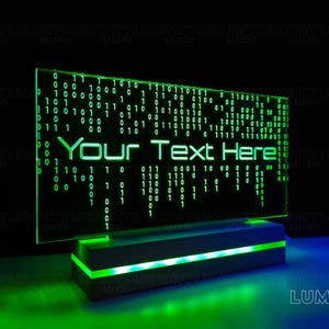 Code Light, Cyber Lamp, Futuristic Decor, Gamer Sign, Edge Lit RGB LED ...