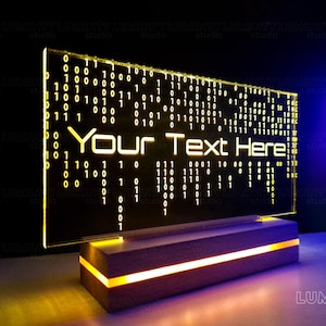Code Light, Cyber Lamp, Futuristic Decor, Gamer Sign, Edge Lit RGB LED ...
