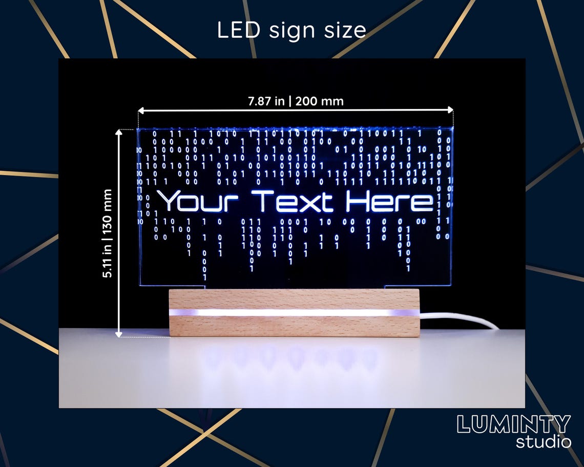 Code Light, Cyber Lamp, Futuristic Decor, Gamer Sign, Edge Lit RGB LED ...