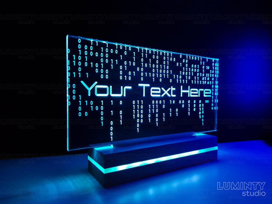 Code Light, Cyber Lamp, Futuristic Decor, Gamer Sign, Edge Lit RGB LED ...