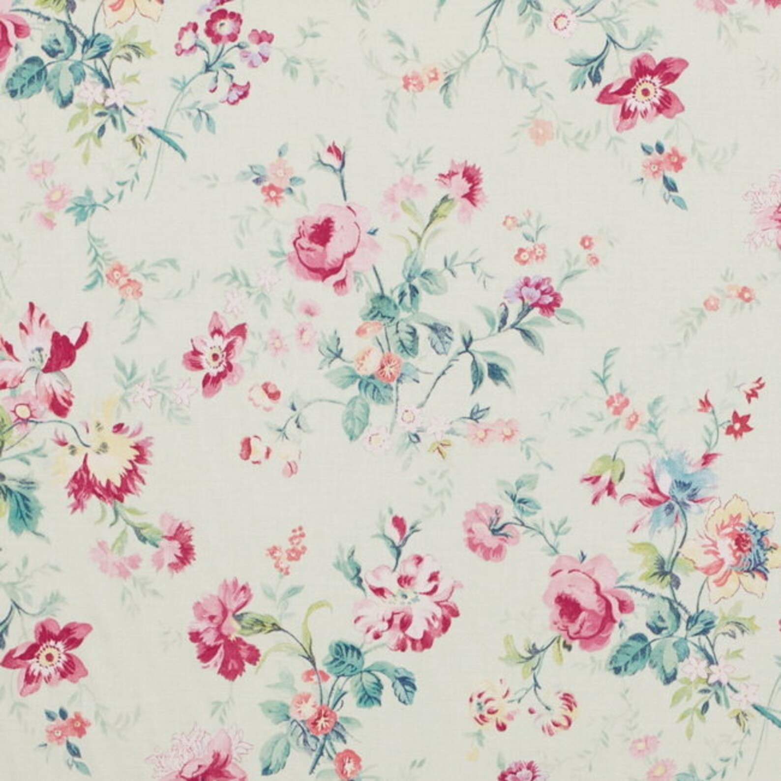 5 Yards - British Designer Fabric - Warwick Vasette Roses Flowers ...