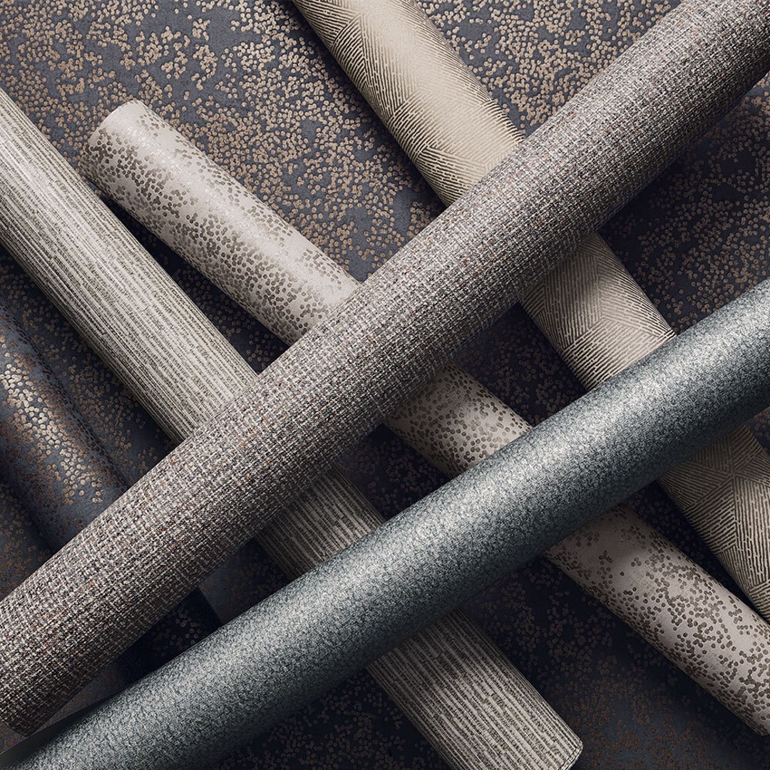 Romo Etsu Nyiri Silver Blue Wallpaper - Abstract Small Metallic Spots ...