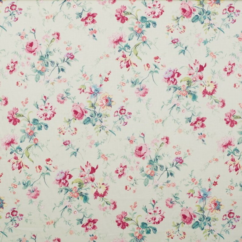 5 Yards - British Designer Fabric - Warwick Vasette Roses Flowers ...