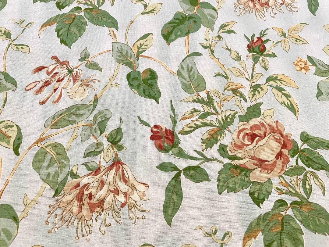 6.5 Yards - British John Lewis Fabric - Rose and Honeysuckle Flowers ...