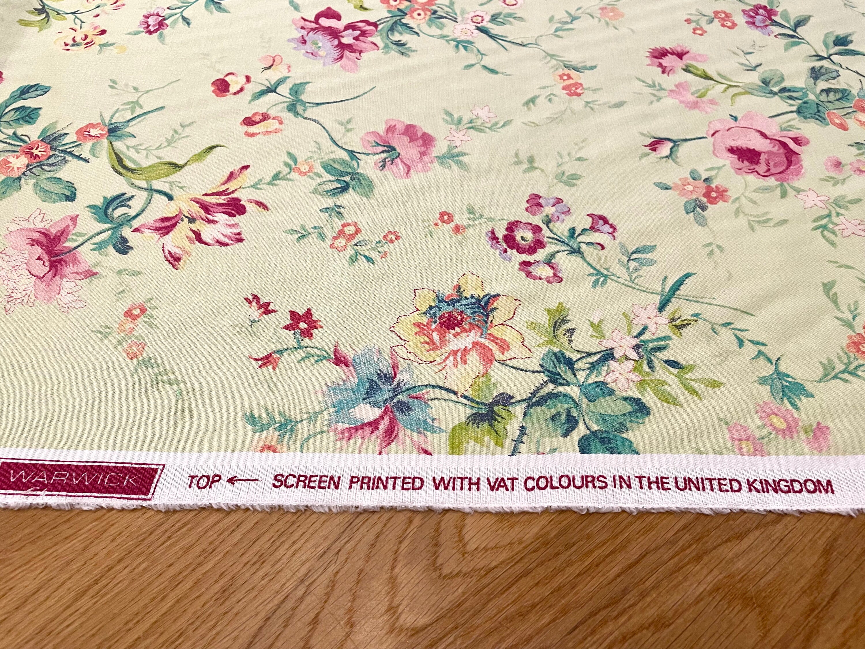 5 Yards - British Designer Fabric - Warwick Vasette Roses Flowers ...