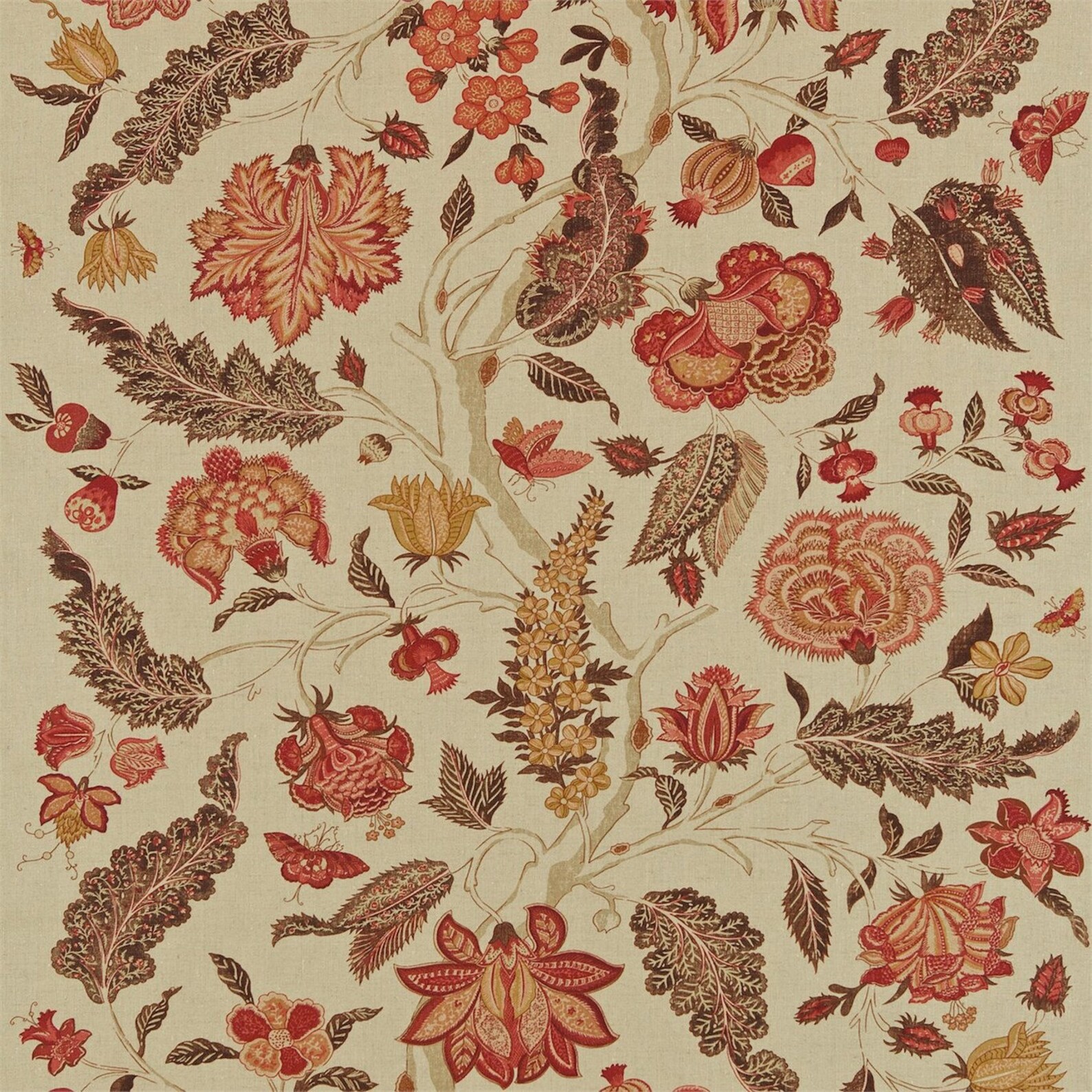 Zoffany Indienne - Large Scale Palampore Tree of Life Rust Curtain ...