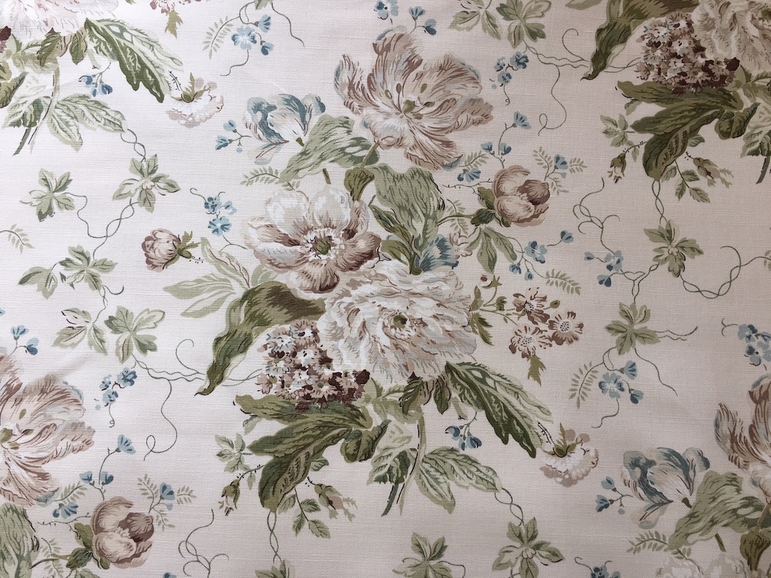 2 Meters - Sanderson Alsace Curtain Fabric - Garden Roses Tulips ...