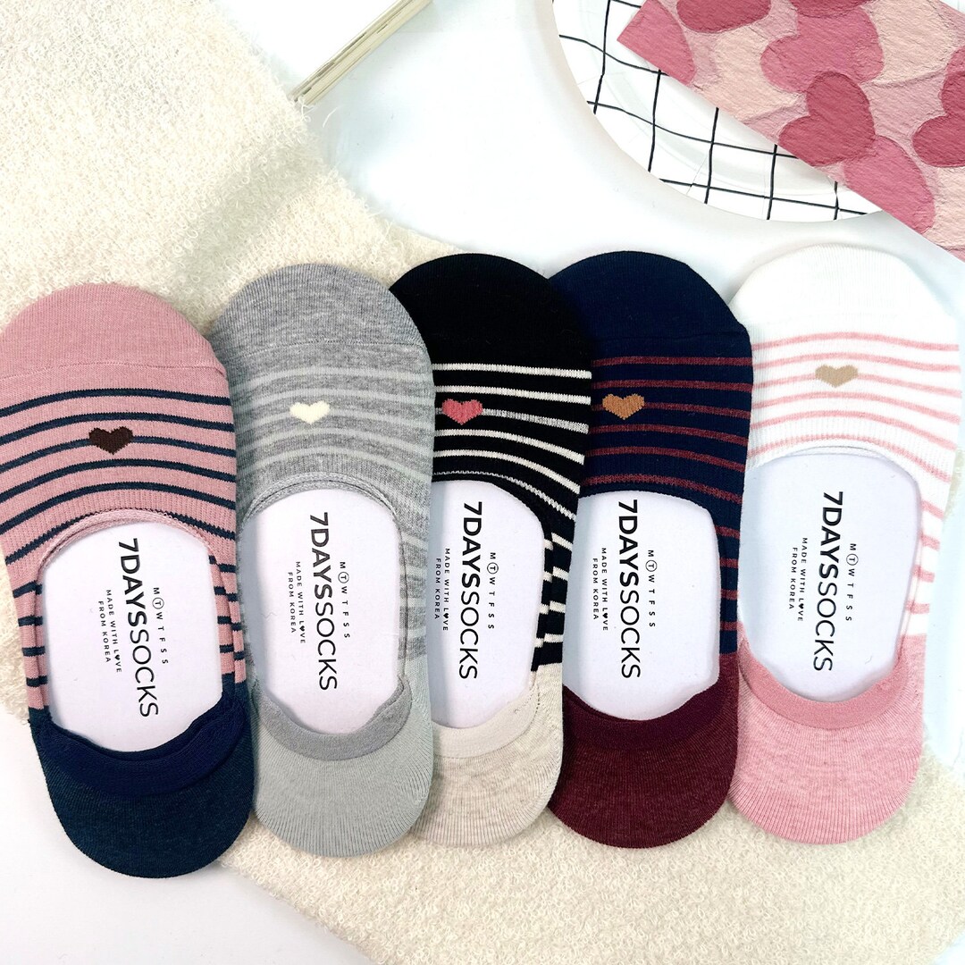 5 Pack Set Women's No Show Rolling Heart Socks W/gift Pack - Etsy