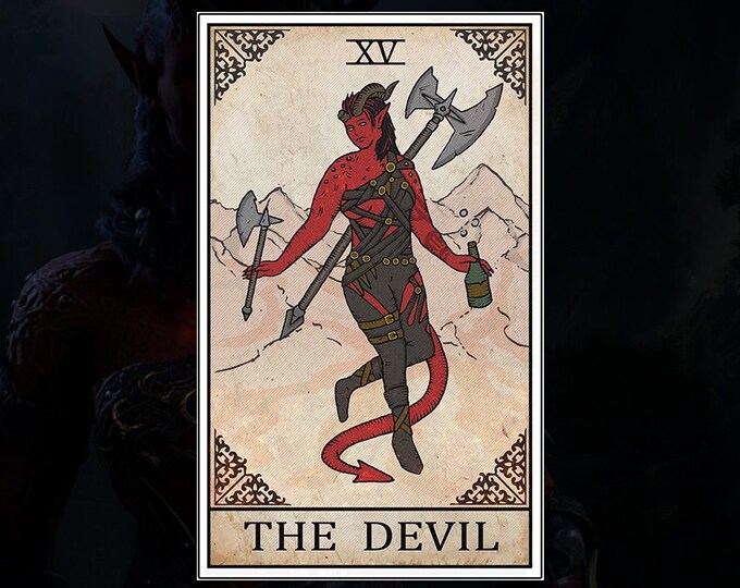 BG3 Tarot Card Print KARLACH the Devil - Etsy Australia